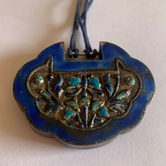 antique chinese locket | Jewelry | Antique Chinese Sterling Enamel Lock ...